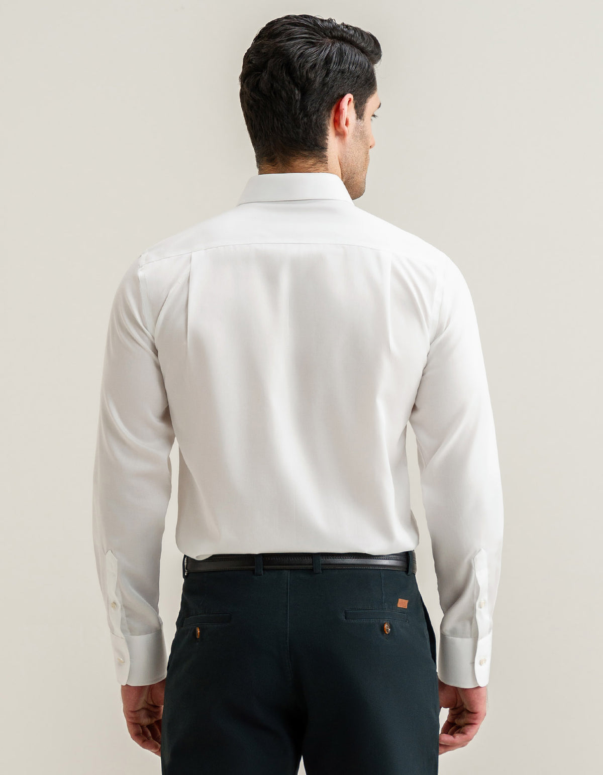 Mens Luxury Off-White Twill Shirt | Brian Oak